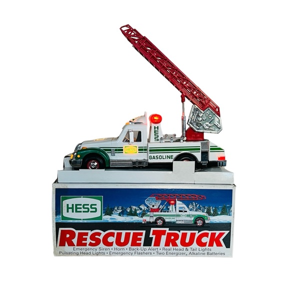 Amerada Hess | Toys | Nwb Hess 994 Rescue Truck Ladder Lights Up Sounds ...